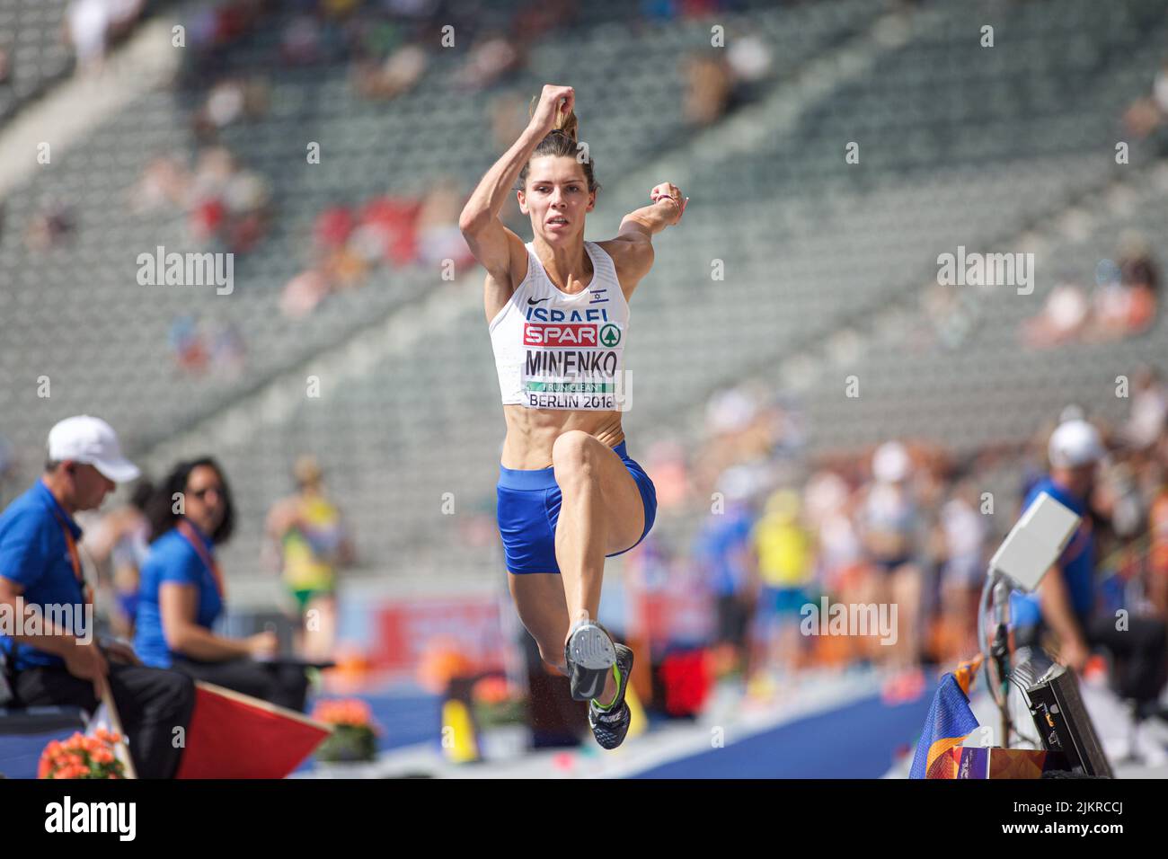 Hanna Minenko participating in the triple jump at the European ...