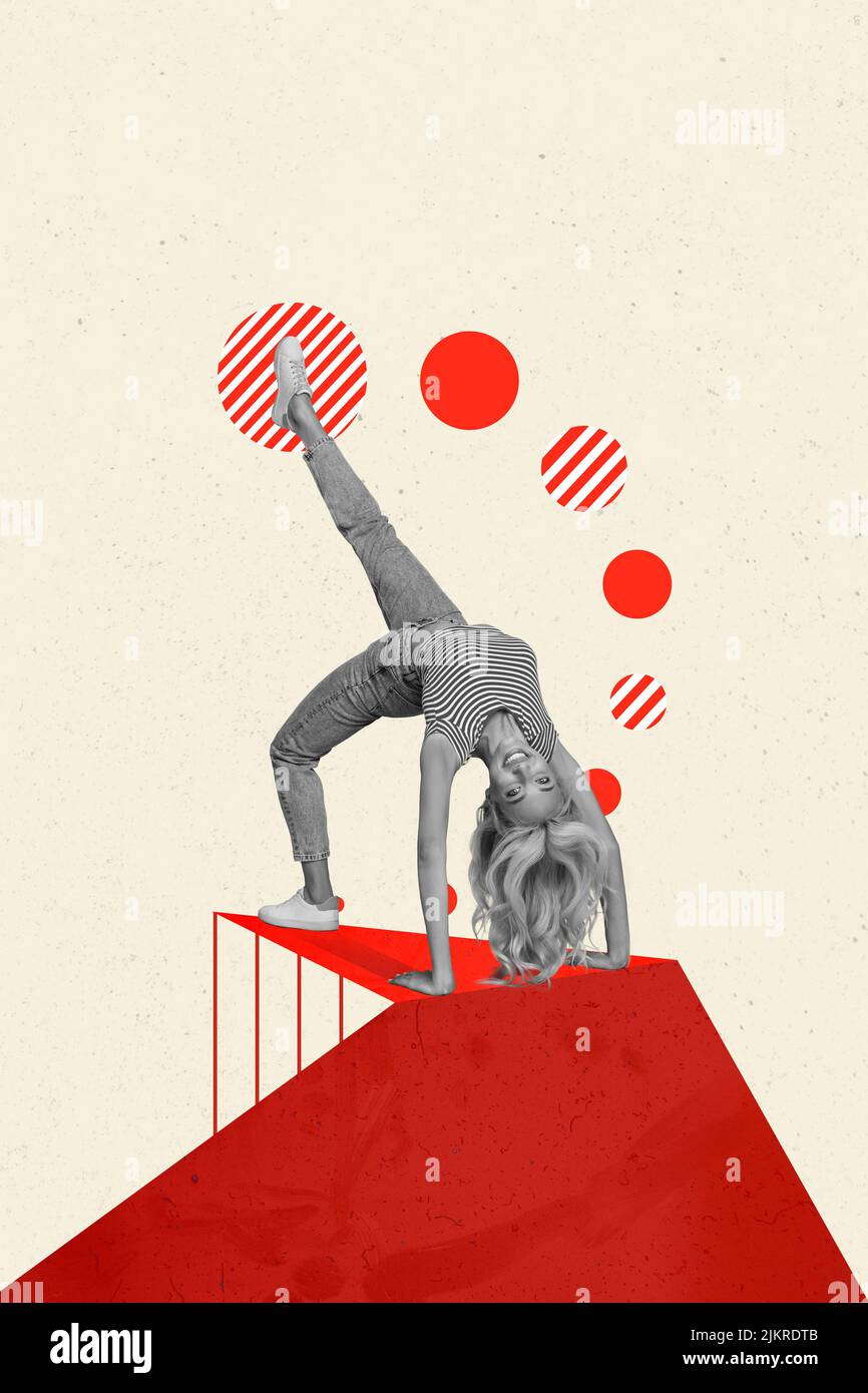 Collage 3d image of pinup pop retro sketch of funny funky lady standing ...