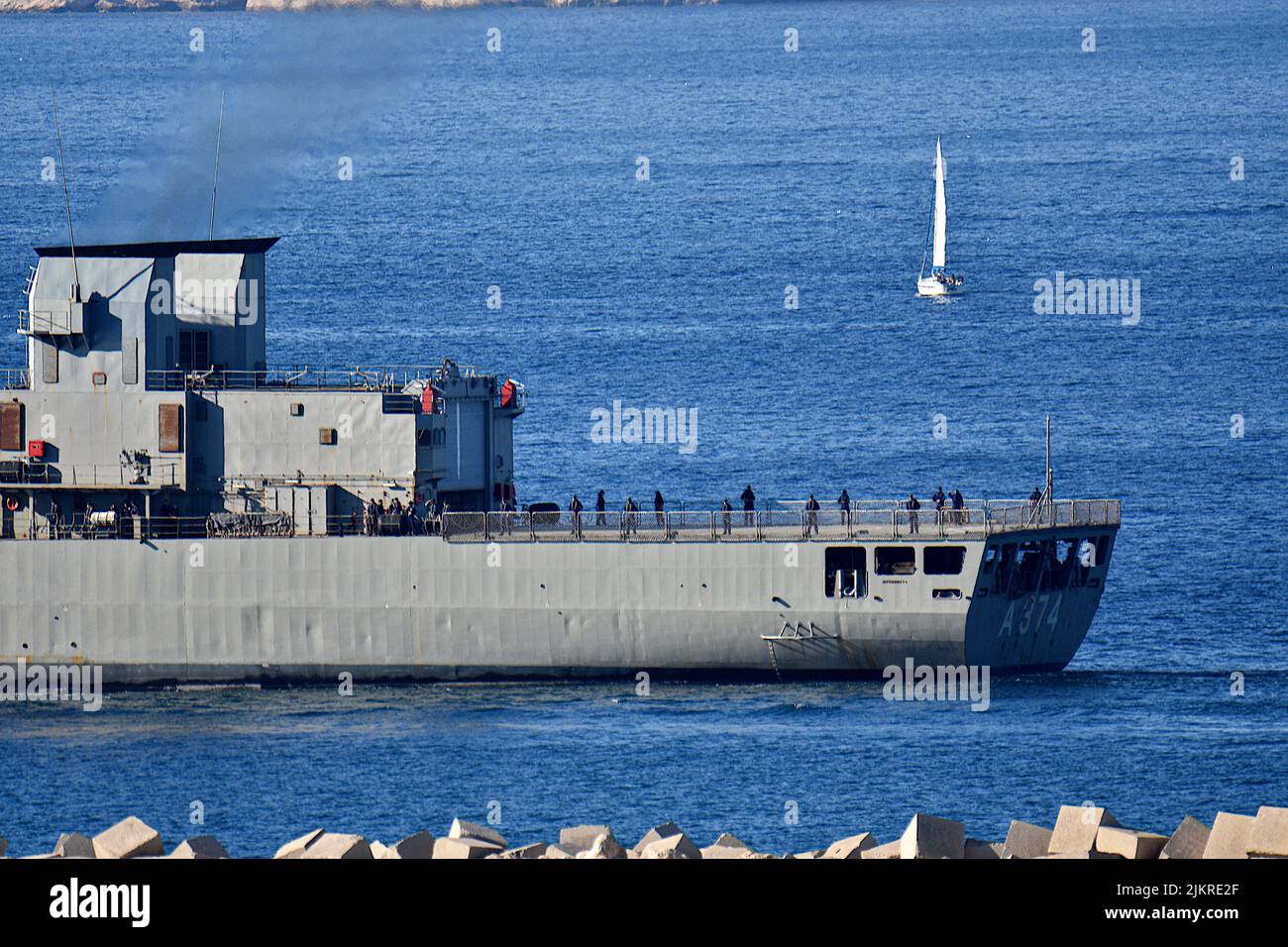 Marseille, France. 31st July, 2022. The Greek warship Prometheus A374 ...