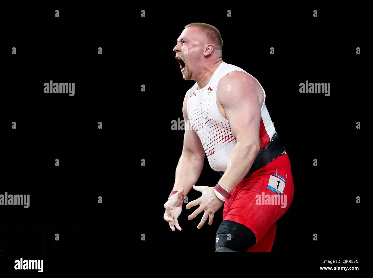 England's Andy Griffiths during the Men’s 109kg Final at The NEC on day ...