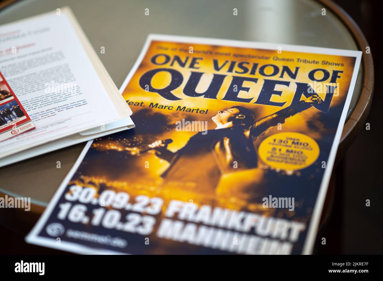 03 August 2022, Hessen, Frankfurt/Main: The tour poster of Canadian ...