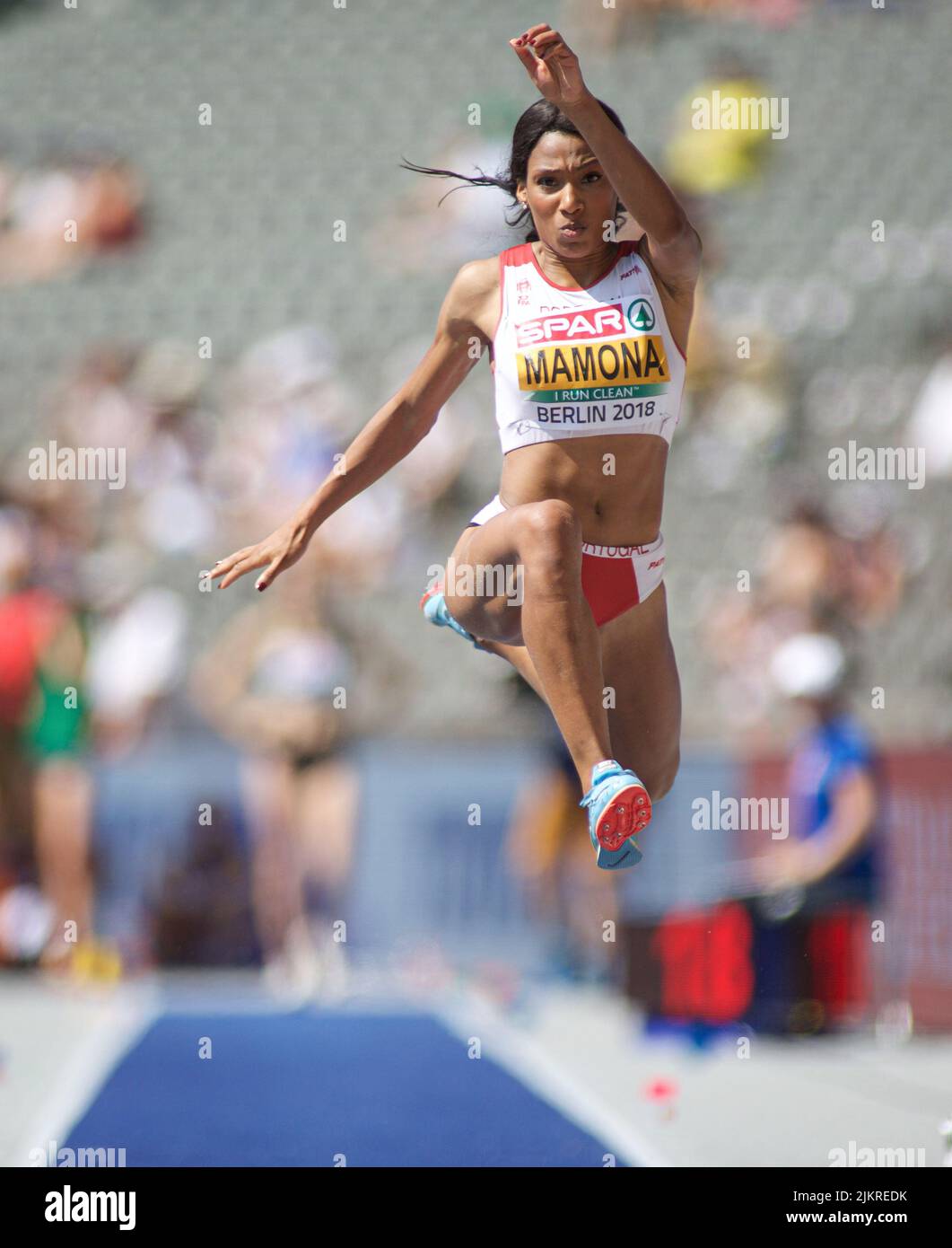 Patricia Mamona participating in the triple jump at the European ...