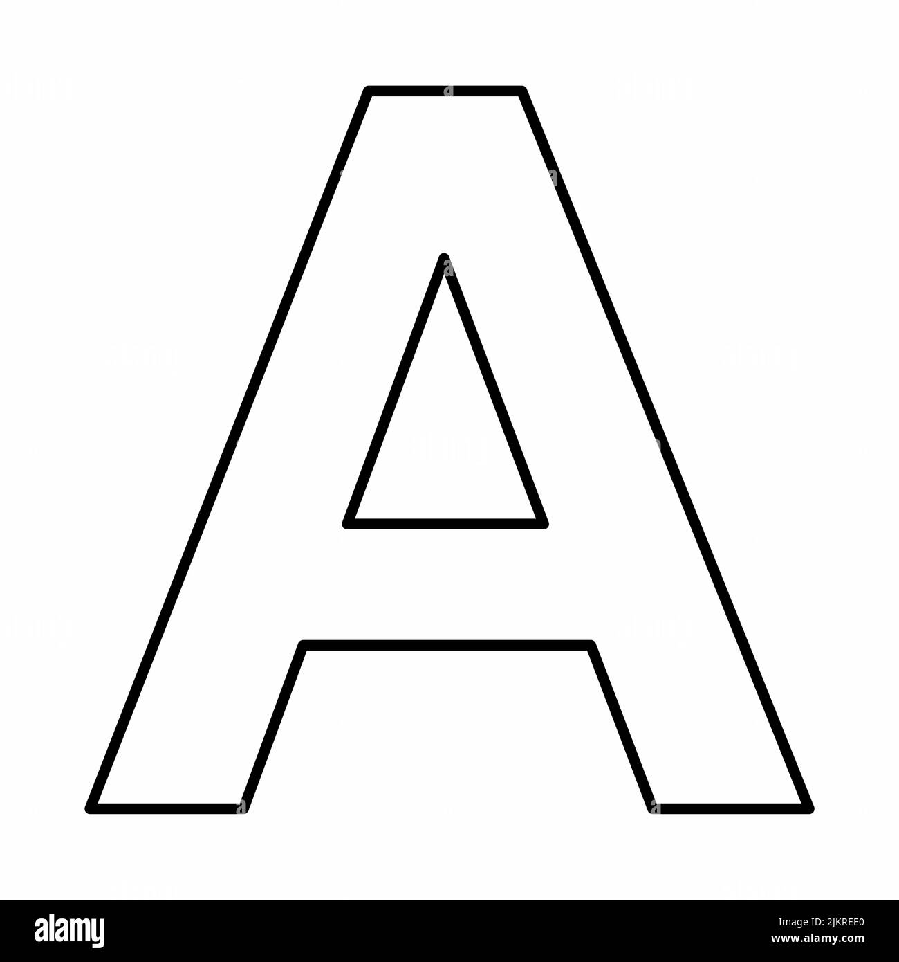 Latin A uppercase symbol. Black outlines on white background Stock ...