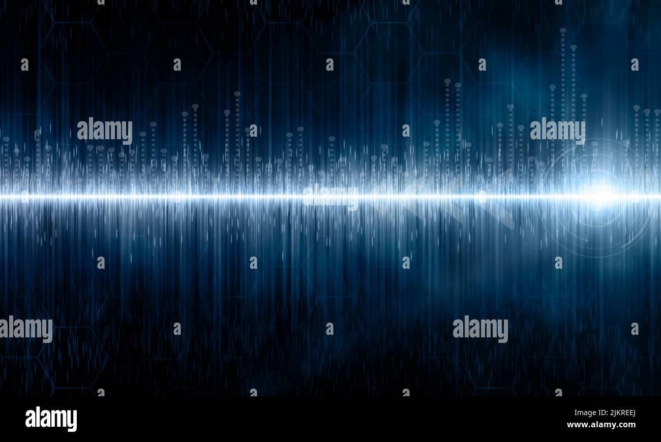 Abstract dark blue wave flow. Creative technology background Stock ...