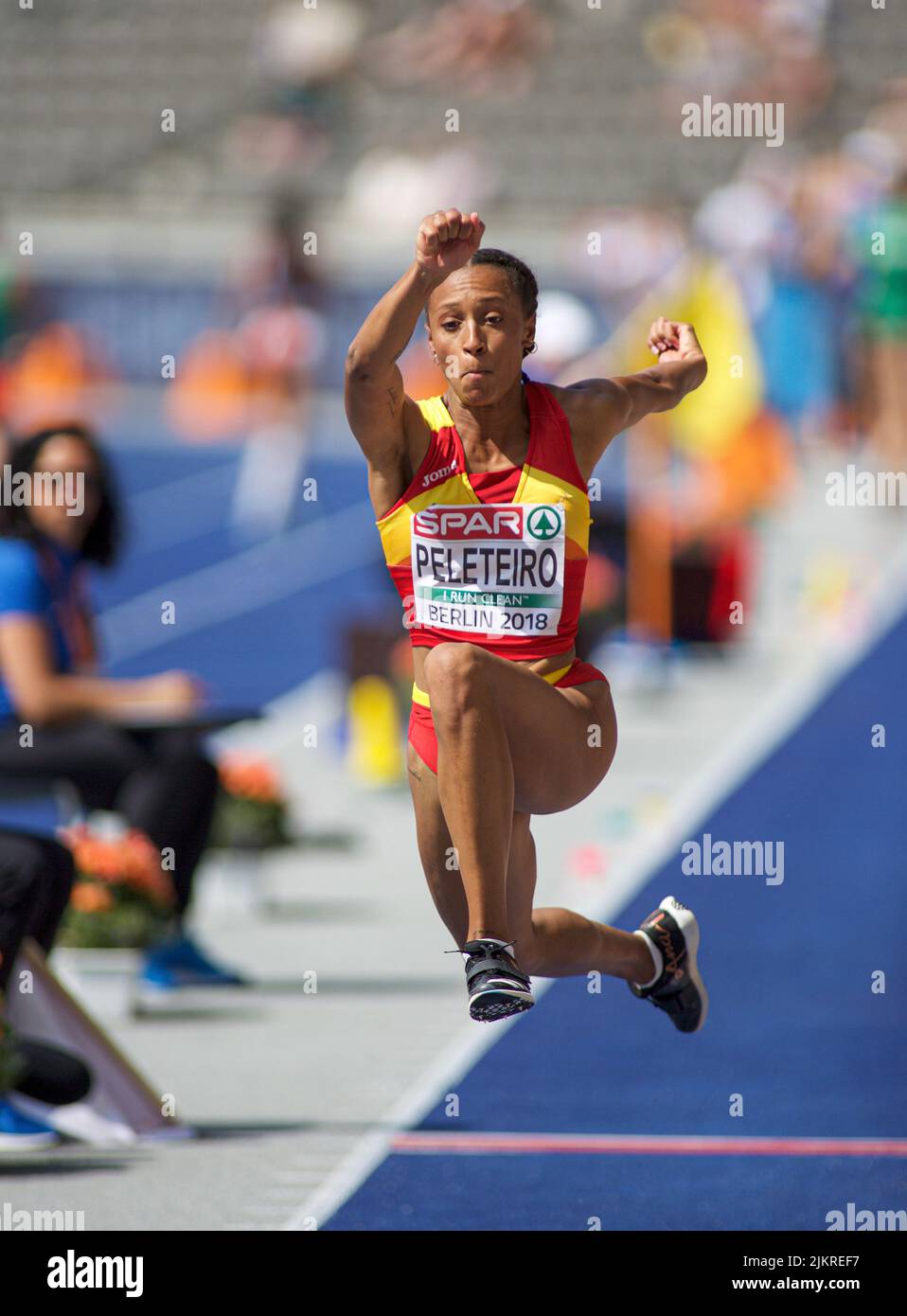 Ana Peleteiro participating in the triple jump at the European ...