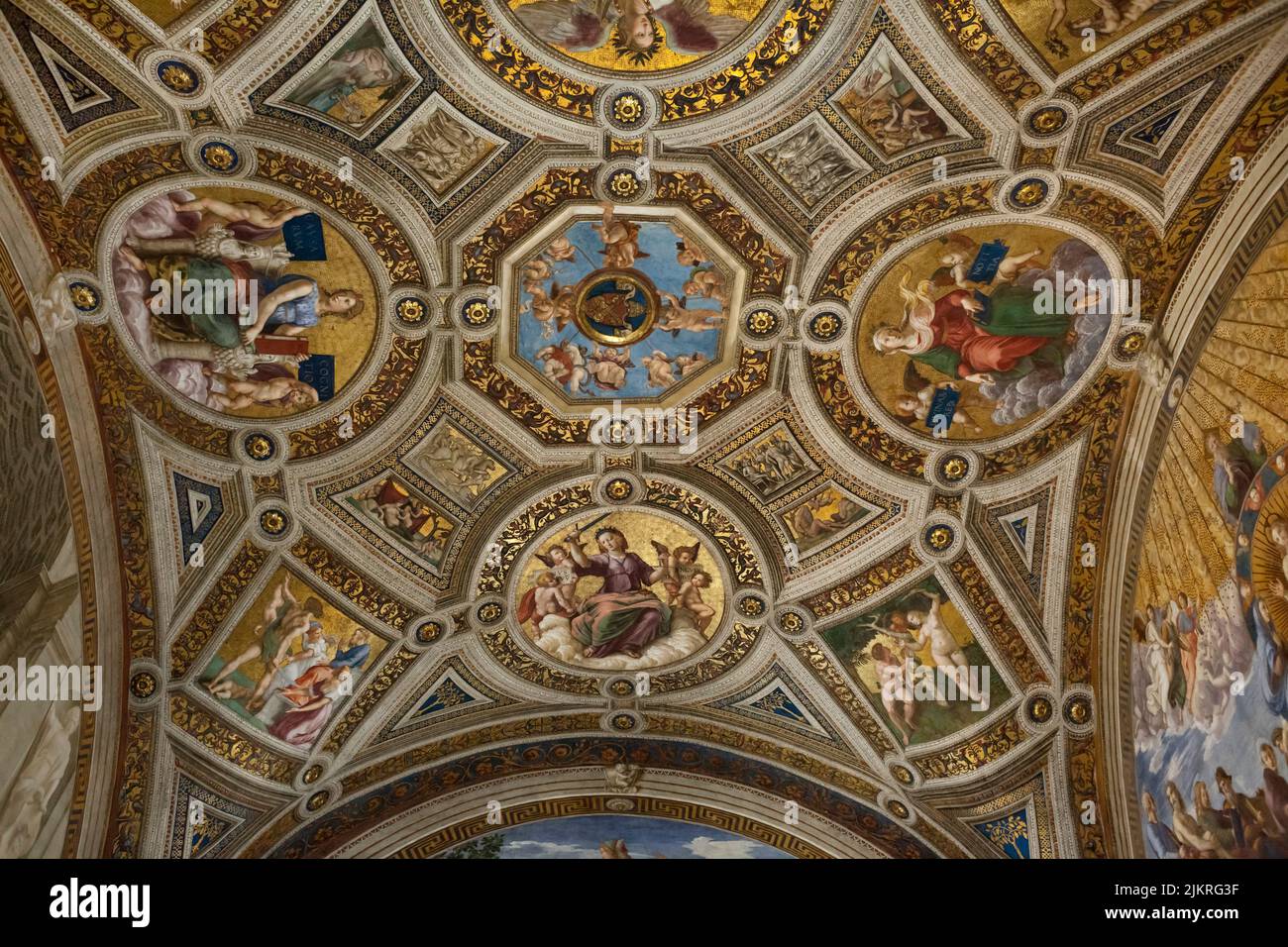 Ceiling fresco in one of the Rafael Rooms in the Vatican Museums Stock Photo - Alamy