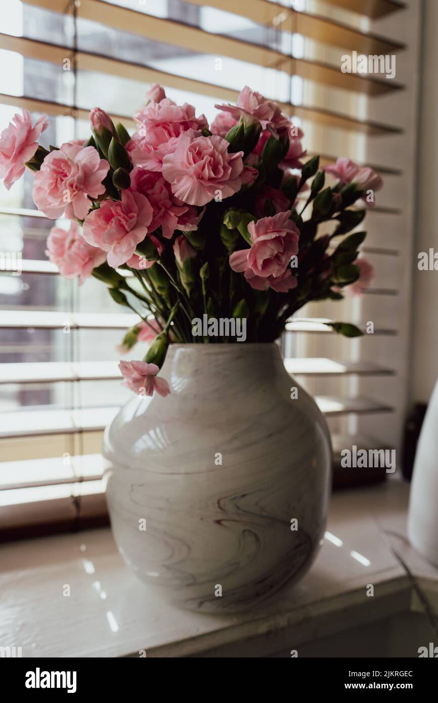 Beautiful Pink flower arrangement in a stylish vase scandi style home ...