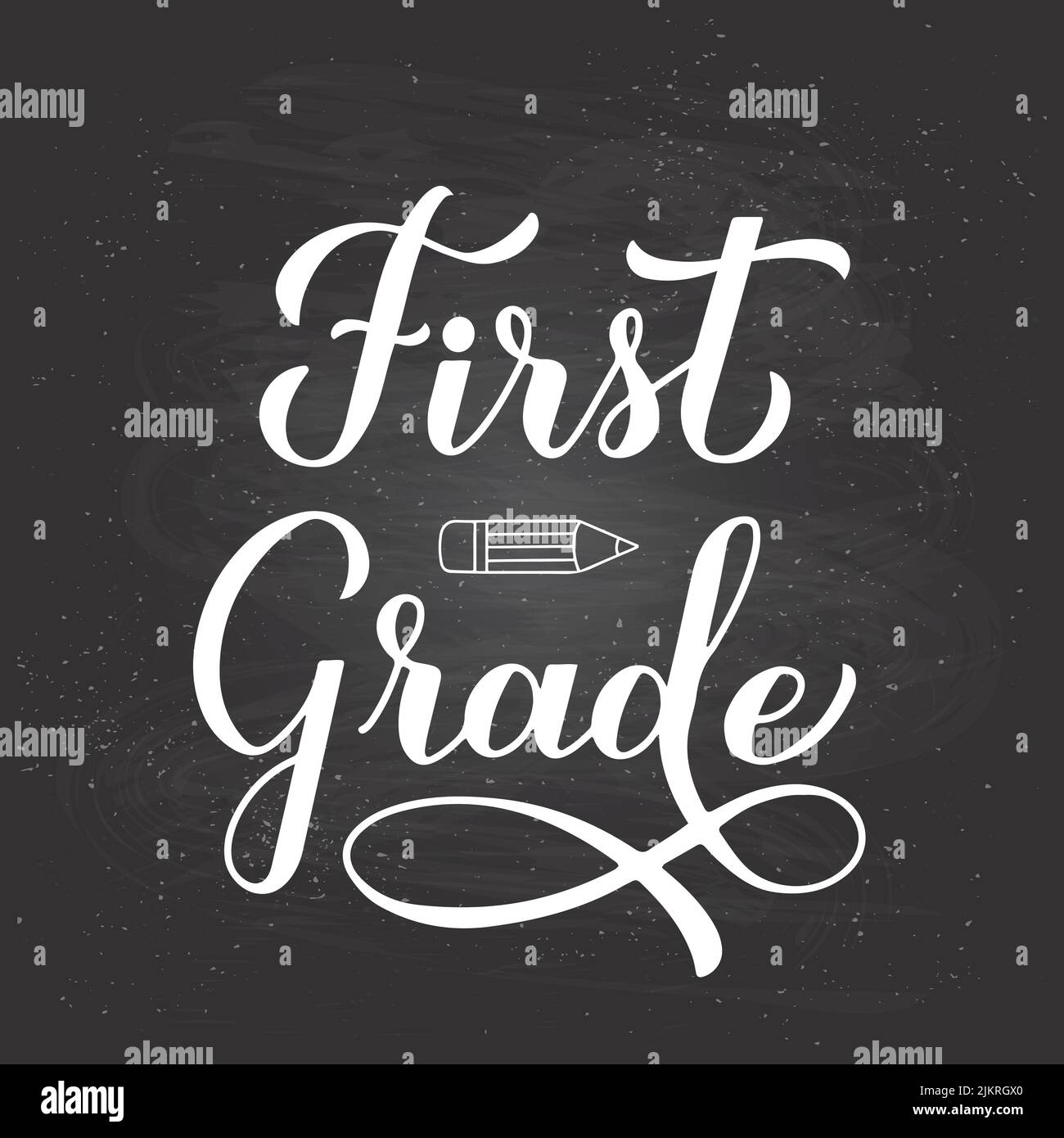 First Grade calligraphy hand lettering on chalkboard background. 1st ...