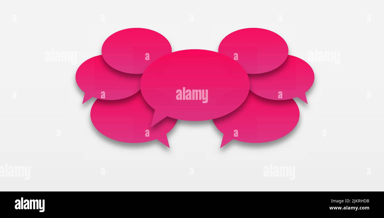 Set of pink, purple or lilac color speech bubble text, chatting box ...