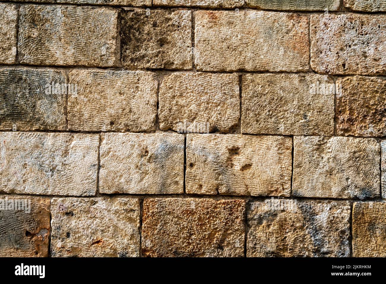 Seamless Texture Of Medieval Wall Of Stone Blocks Stock Photo - Alamy