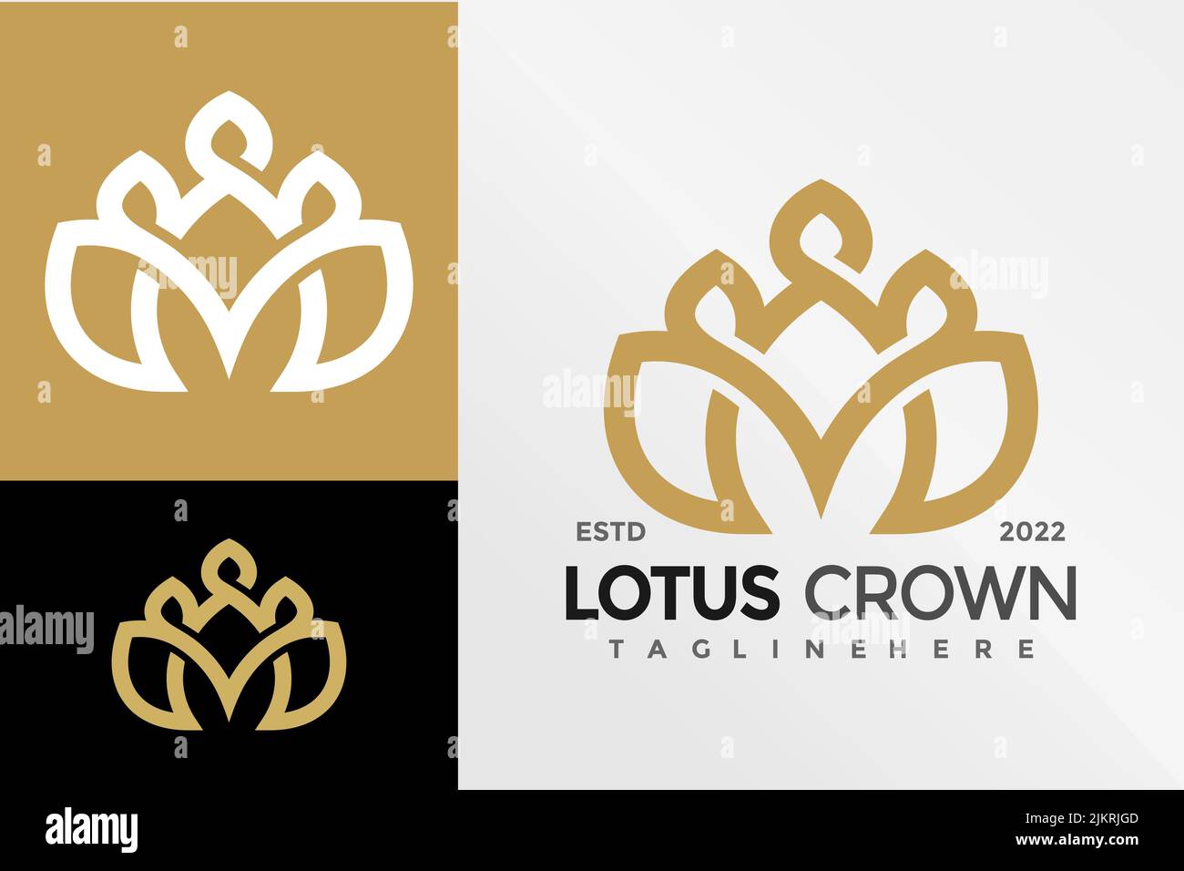 A digital illustration design of a lotus crown company logo template ...