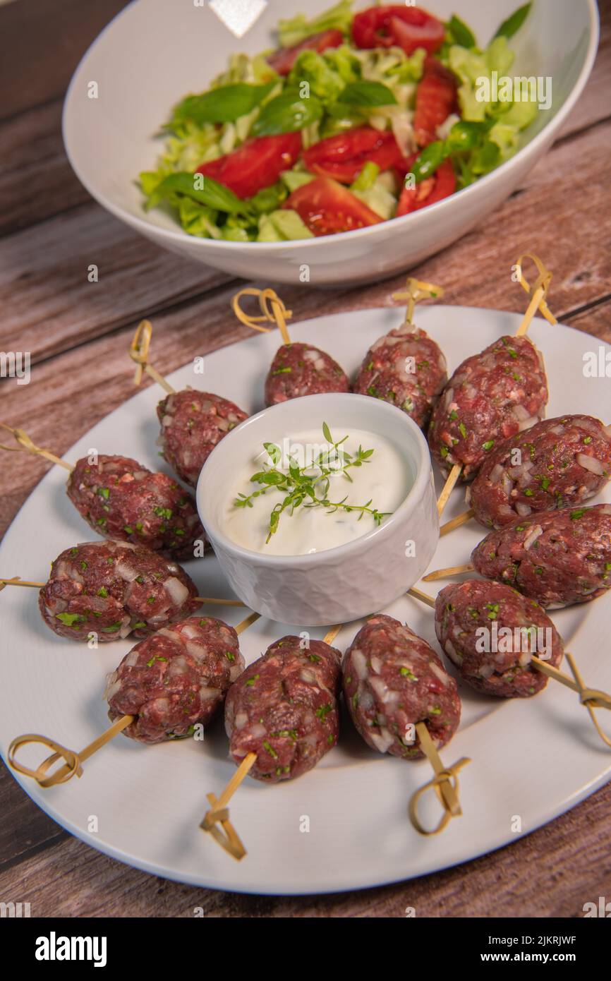 Recipe of kefta, beef skewer, Traditional homemade, with Greek yoghurt ...