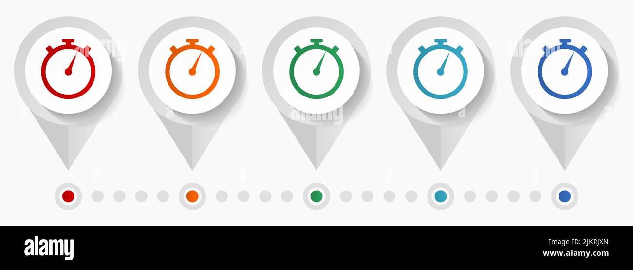 stopwatch concept vector icons, infographic template easy to edit, set ...