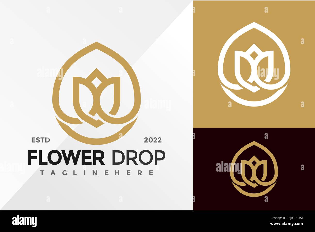 A digital illustration design of a flower drop company logo template ...