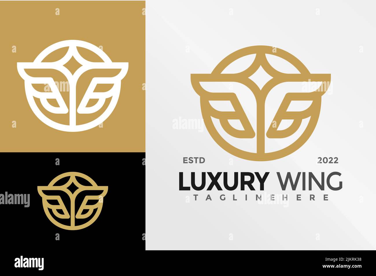 A digital illustration design of a luxury wing company logo template ...