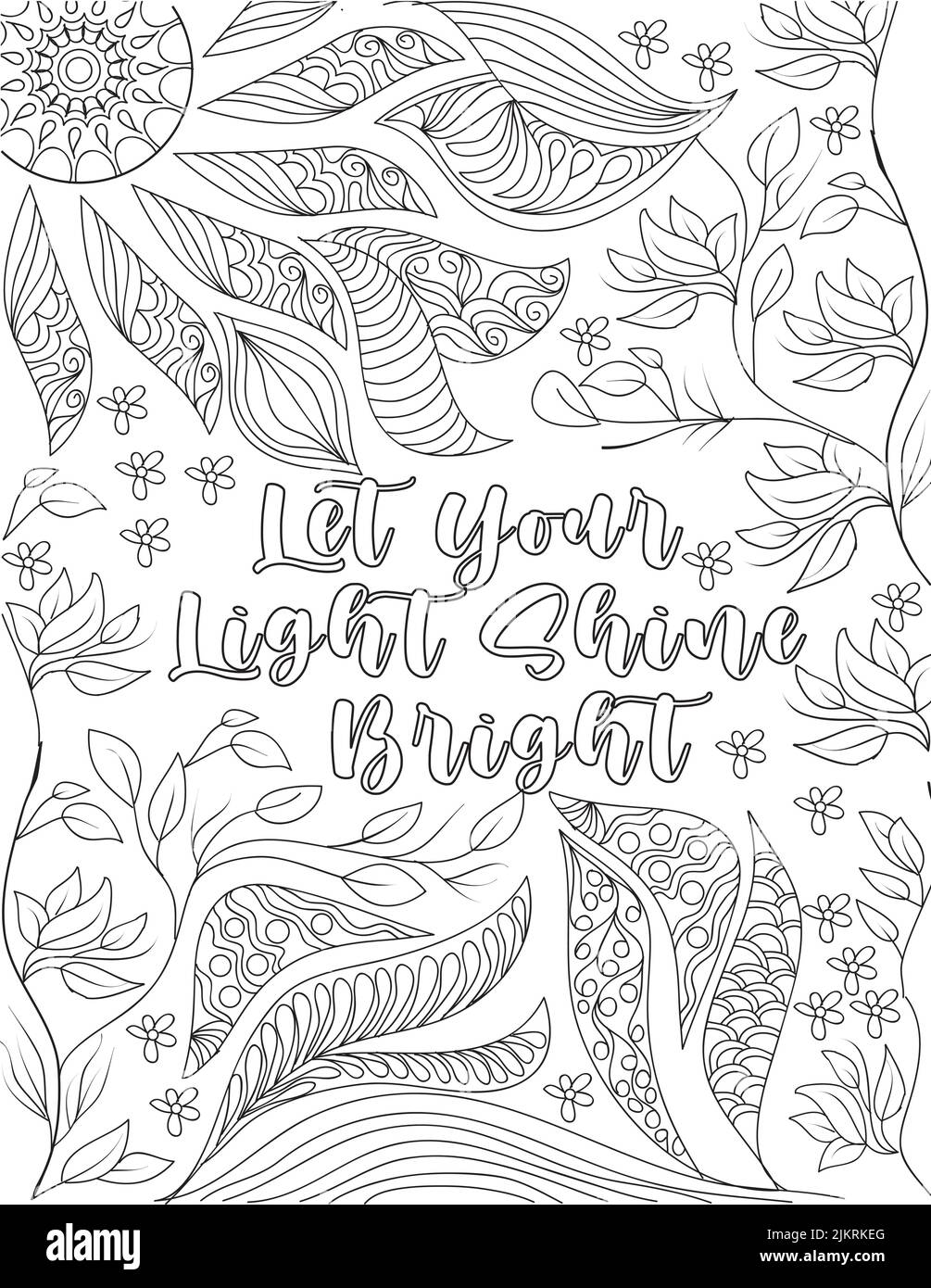 Flowers and leaves with doodle elements surrounding an inspirational ...