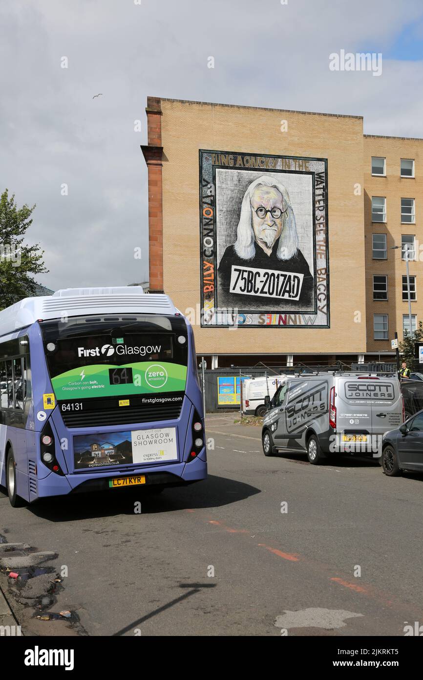Osbourne Street, Glasgow, Scotland, UK. Mural of Billy Connolly In ...