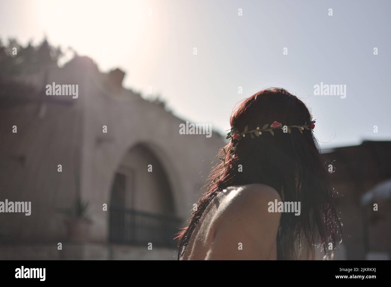Flowerhead Woman - Flowers in your Head Stock Photo - Alamy
