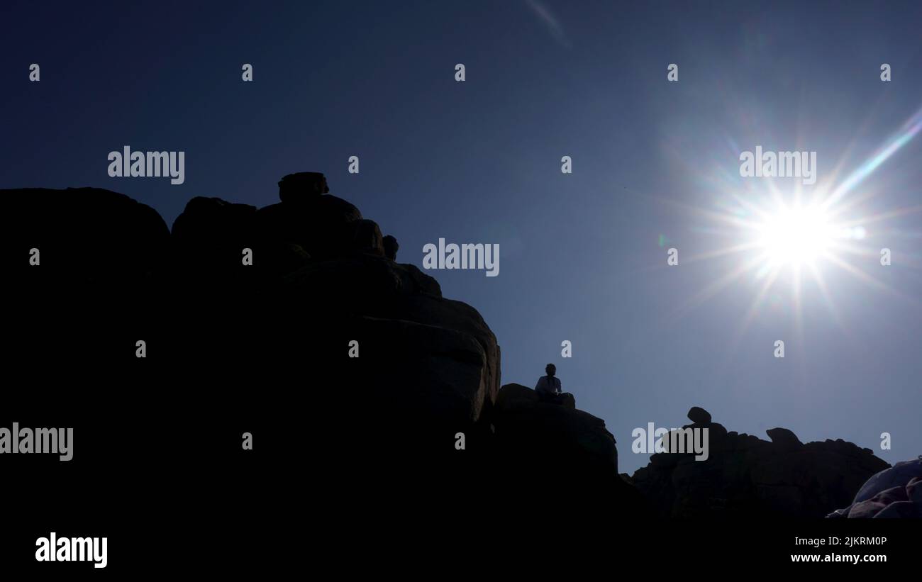 Man on a Mountain - Shot in Heissa Island, Aswan, Egypt Stock Photo - Alamy