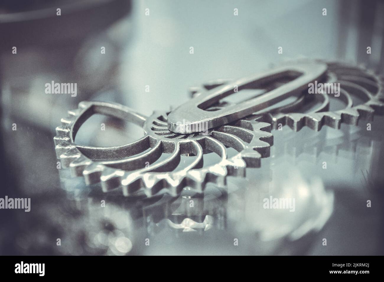 Object printed on metal 3d printer close-up. Object printed in laser ...