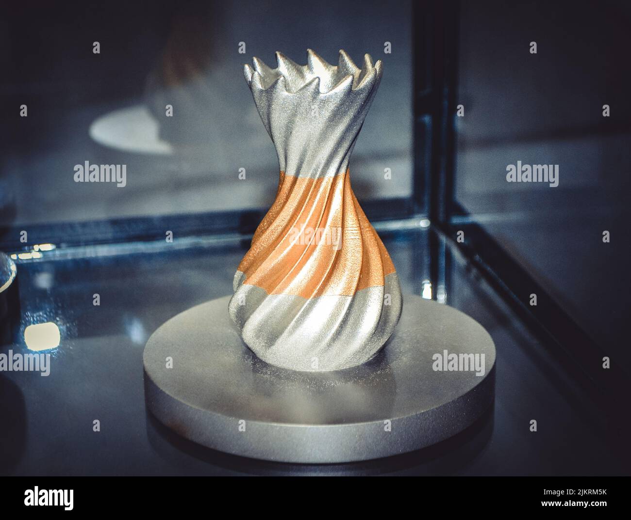 Object printed on metal 3d printer close-up. Object printed in laser ...