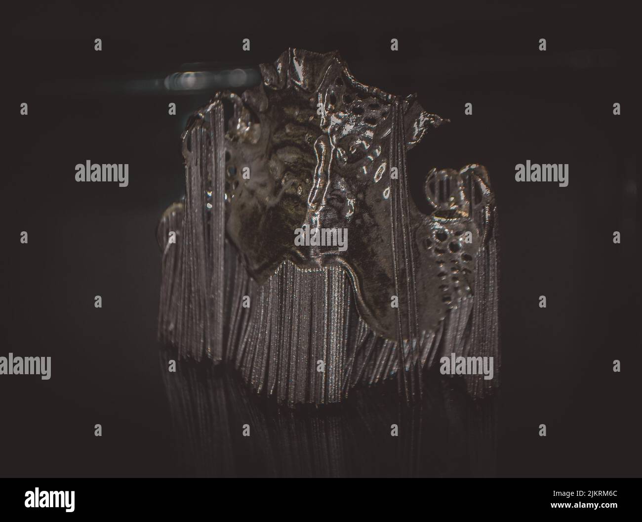 Object printed on metal 3d printer close-up. Object printed in laser ...