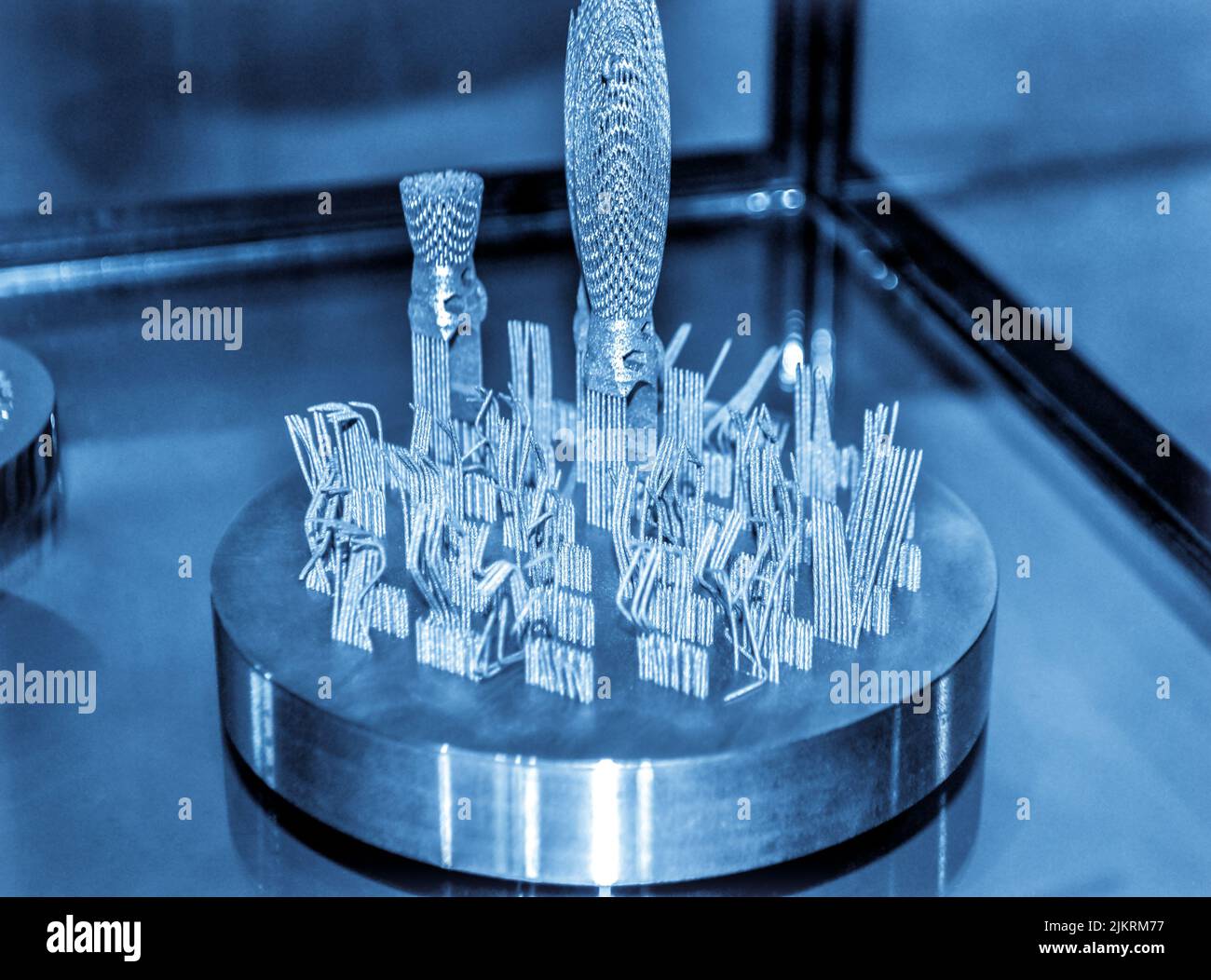 Object printed on metal 3d printer close-up. Object printed in laser ...