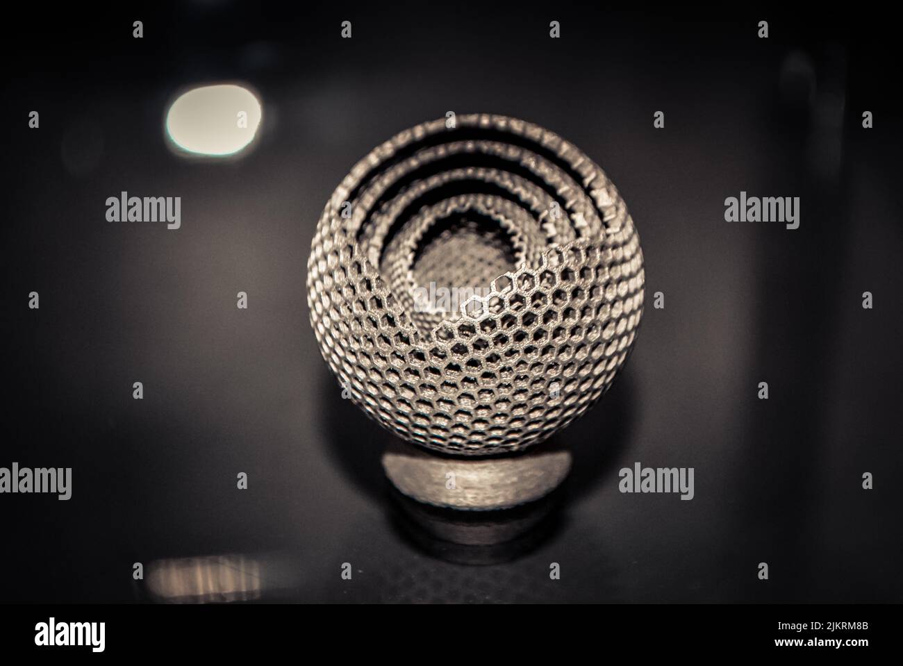 Object printed on metal 3d printer close-up. Object printed in laser ...