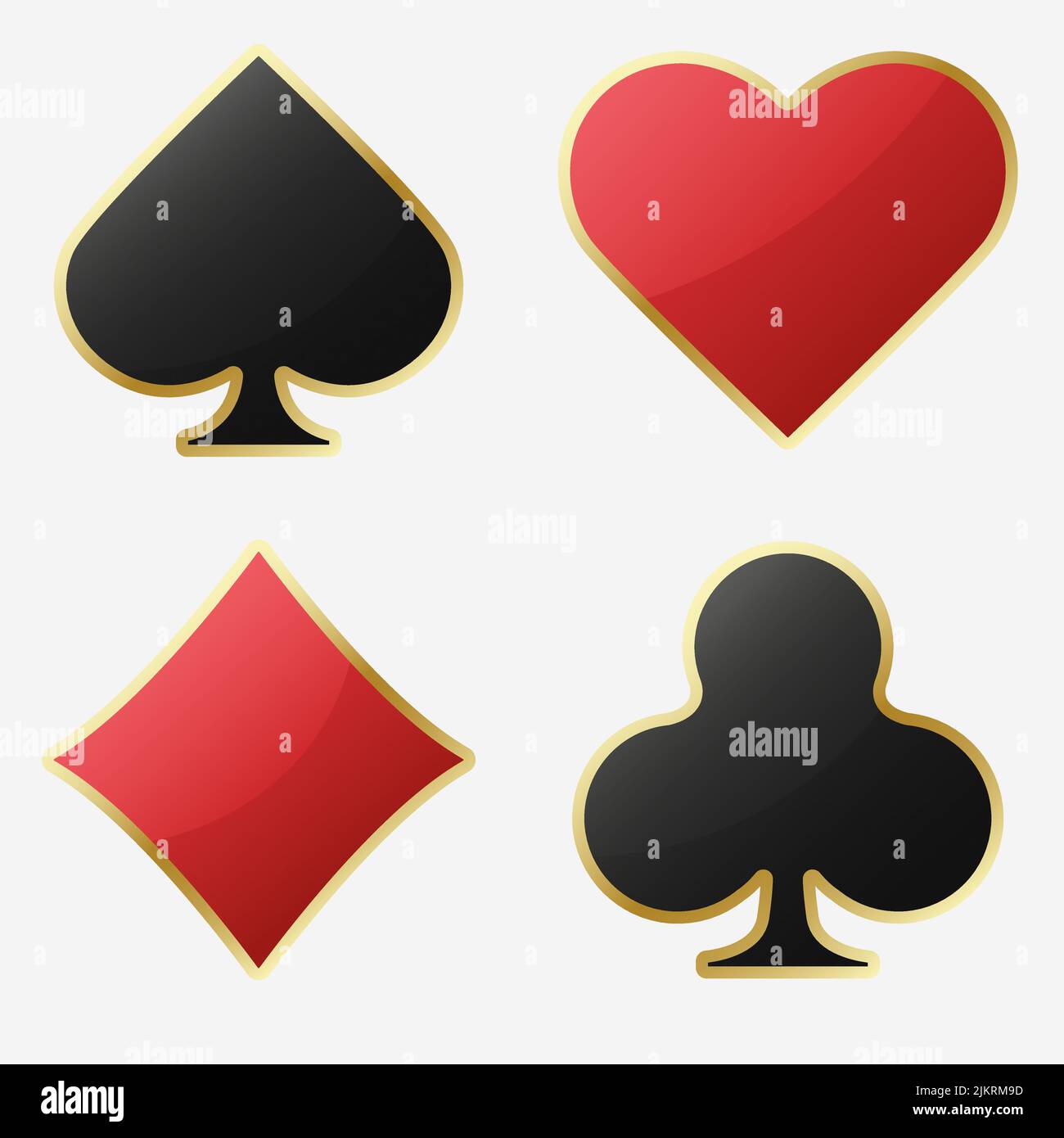 Hearts diamonds clubs spades sign realistic chips. Glossy playing card ...