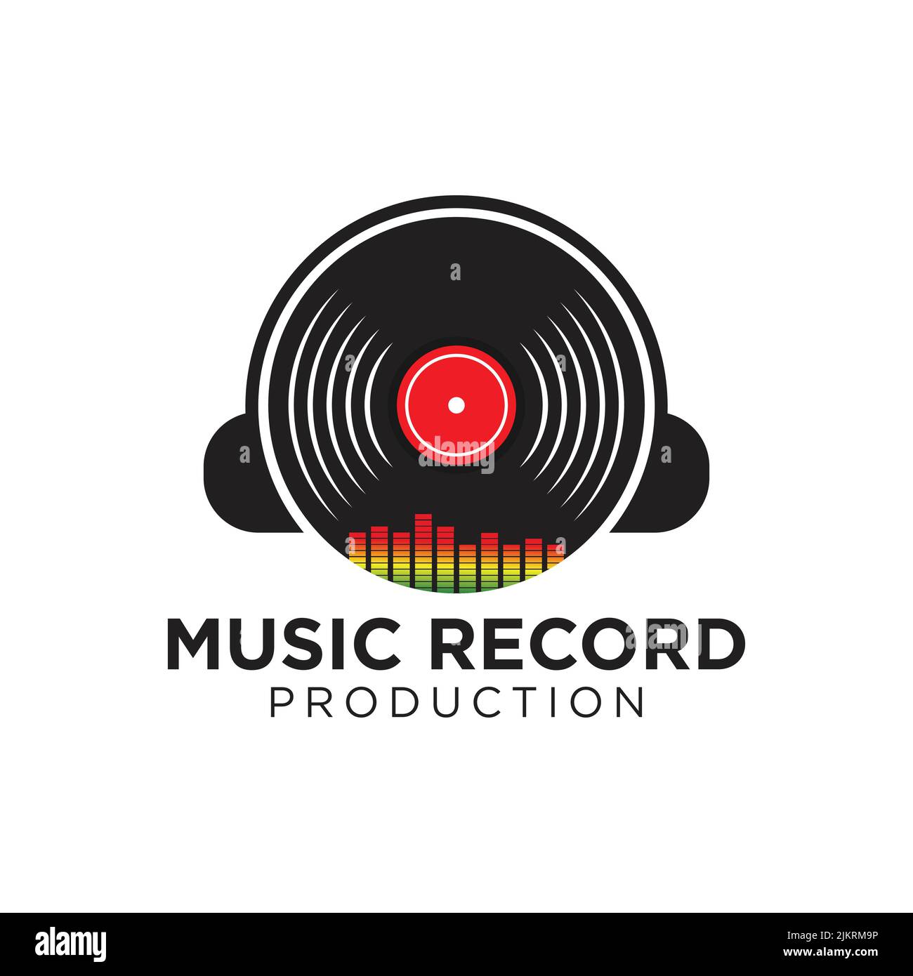 A Music Record Production text and logo on a white background Stock ...