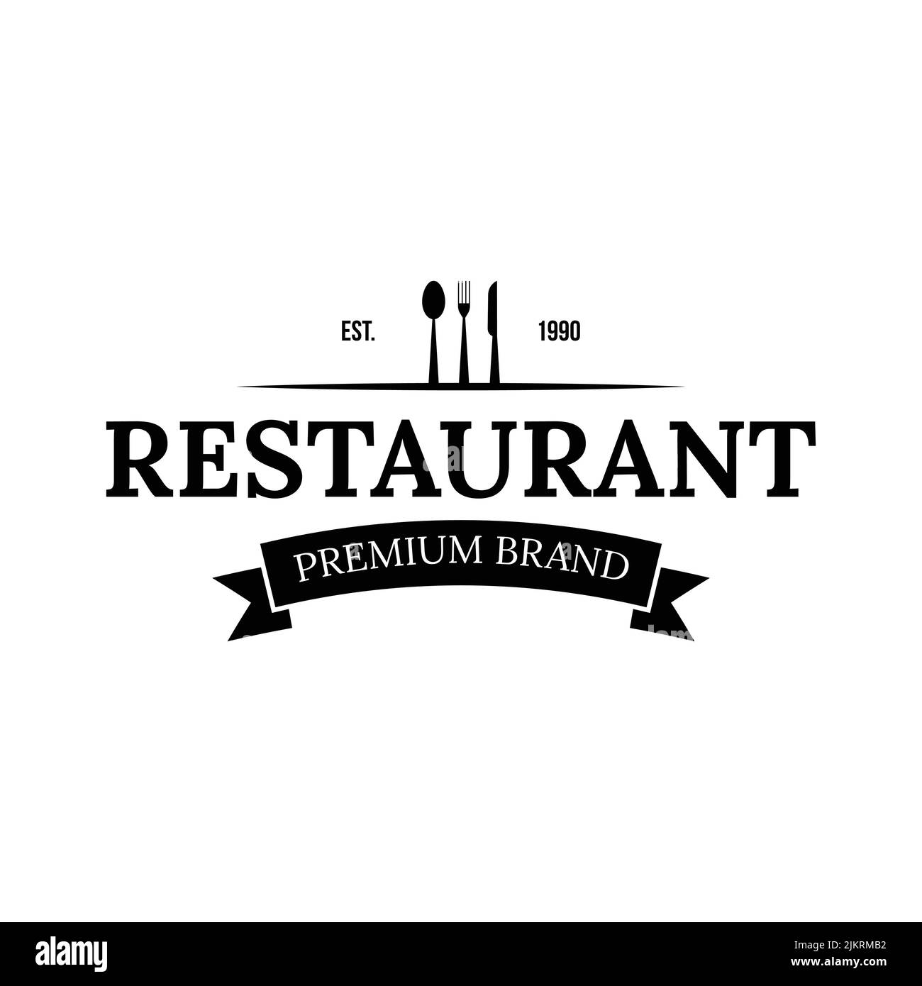 A Restaurant Premium Brand text and logo on a white background with a ...