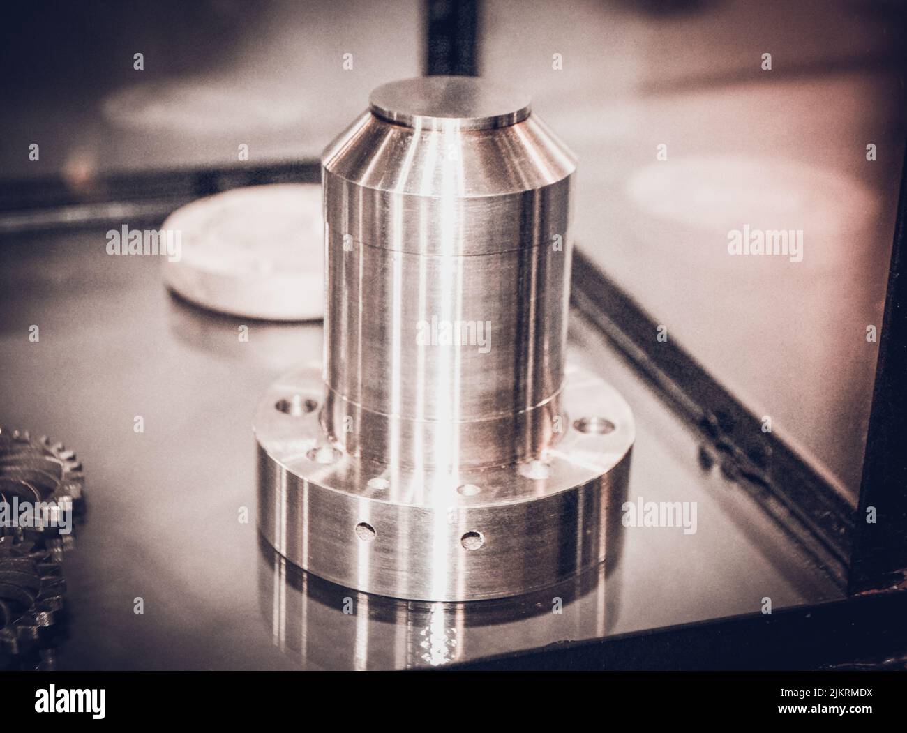 Object printed on metal 3d printer close-up. Object printed in laser ...