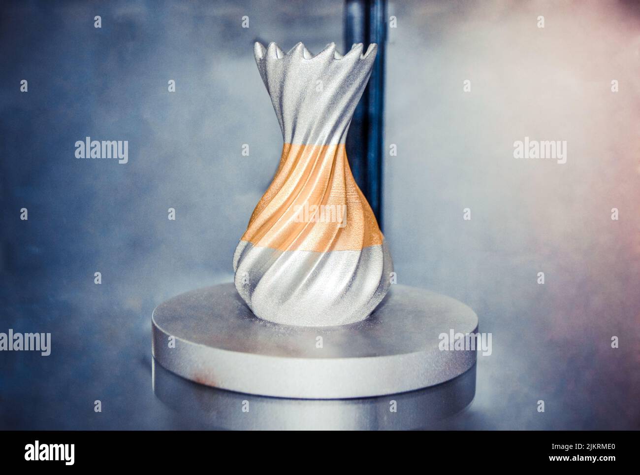 Object printed on metal 3d printer close-up. Object printed in laser ...