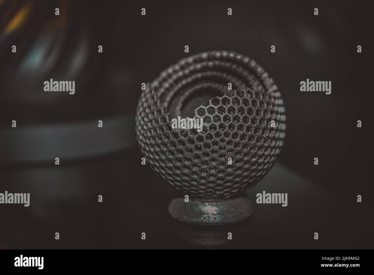 Object printed on metal 3d printer close-up. Object printed in laser ...