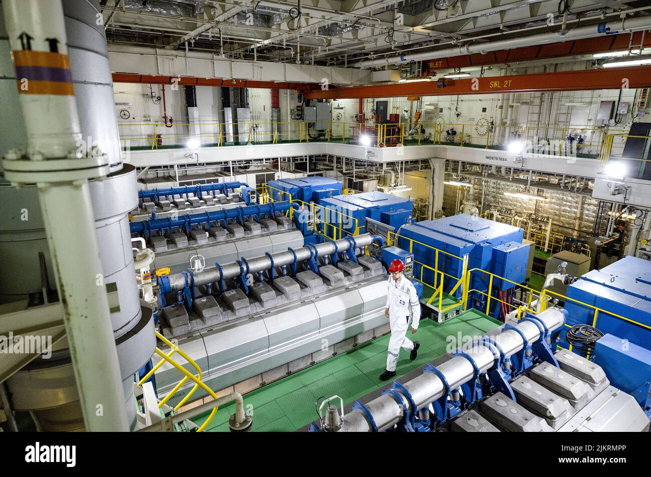 2022-08-03 12:08:15 ROTTERDAM - A machine room on a floating LNG ...