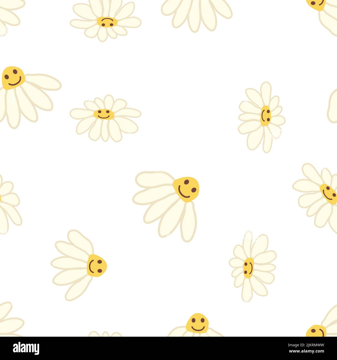 Groovy daisy retro seamless pattern. 70s vibe hippie ornament. Floral ...