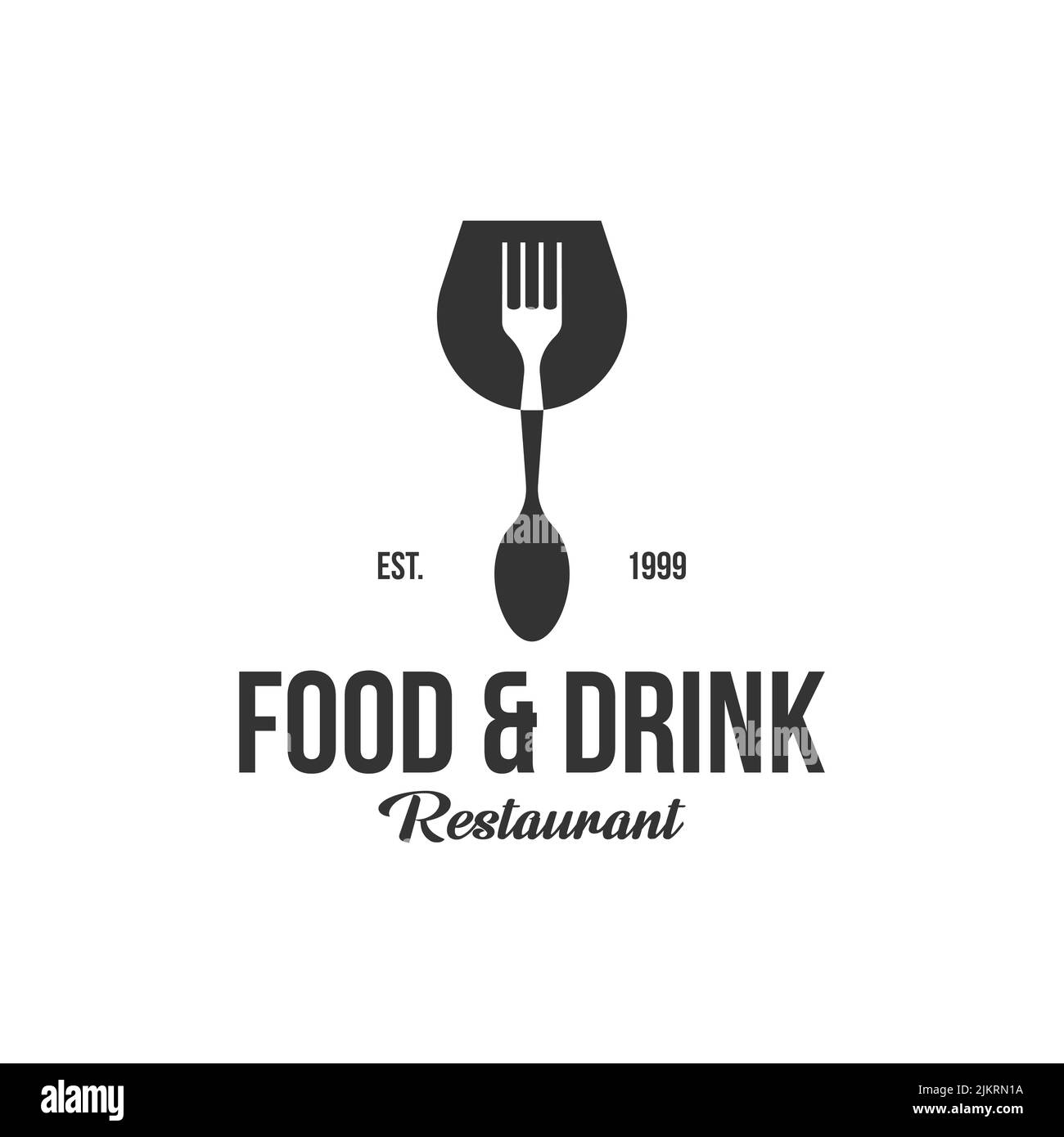 A Food and Drink Restaurant text and logo on a white background Stock ...
