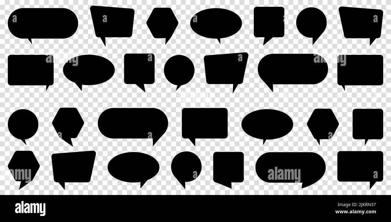 Collection of empty black speech bubble. Set of vector illustration on ...