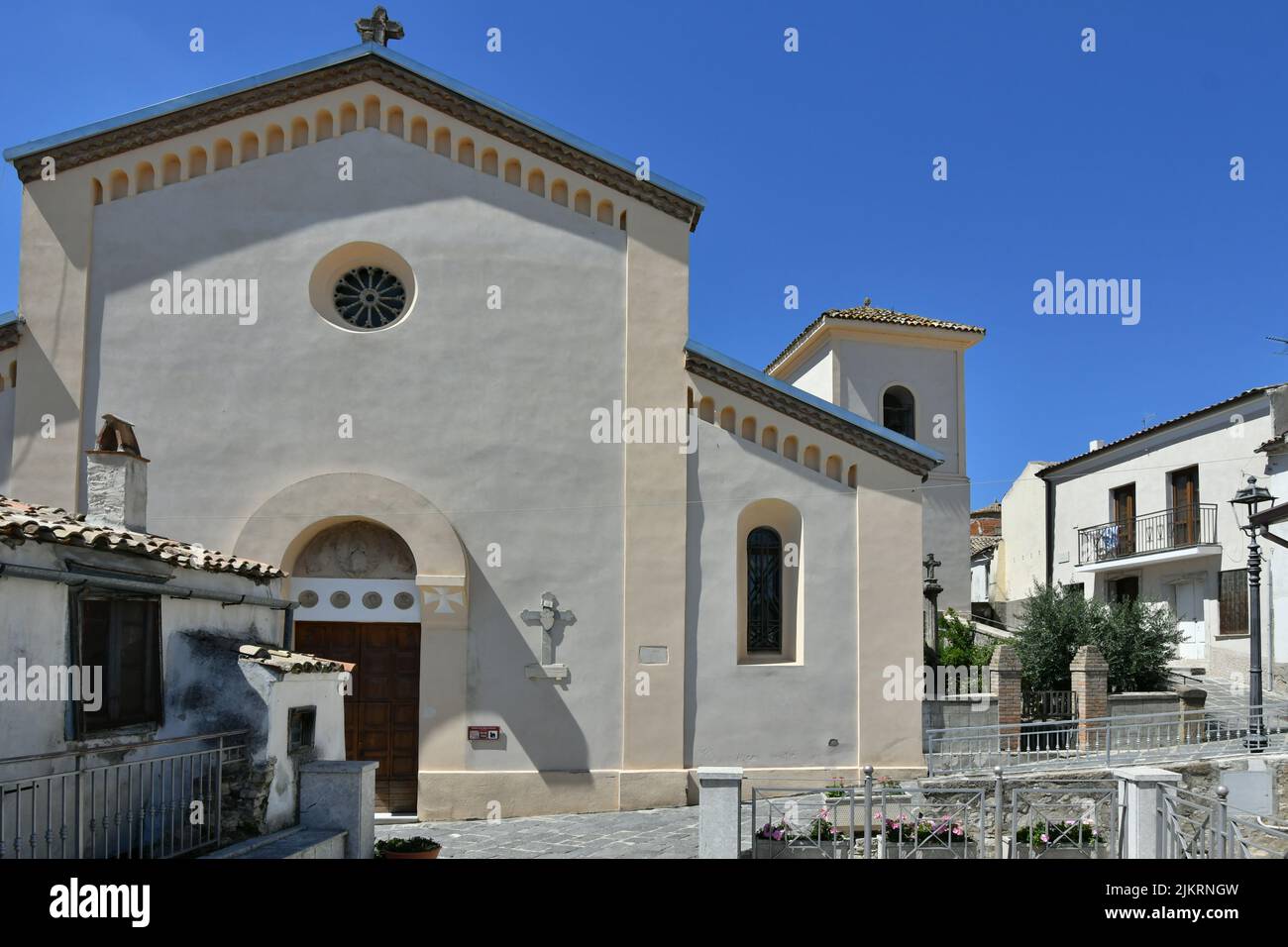 The facade of a small church in Zungoli, one of the most beautiful ...
