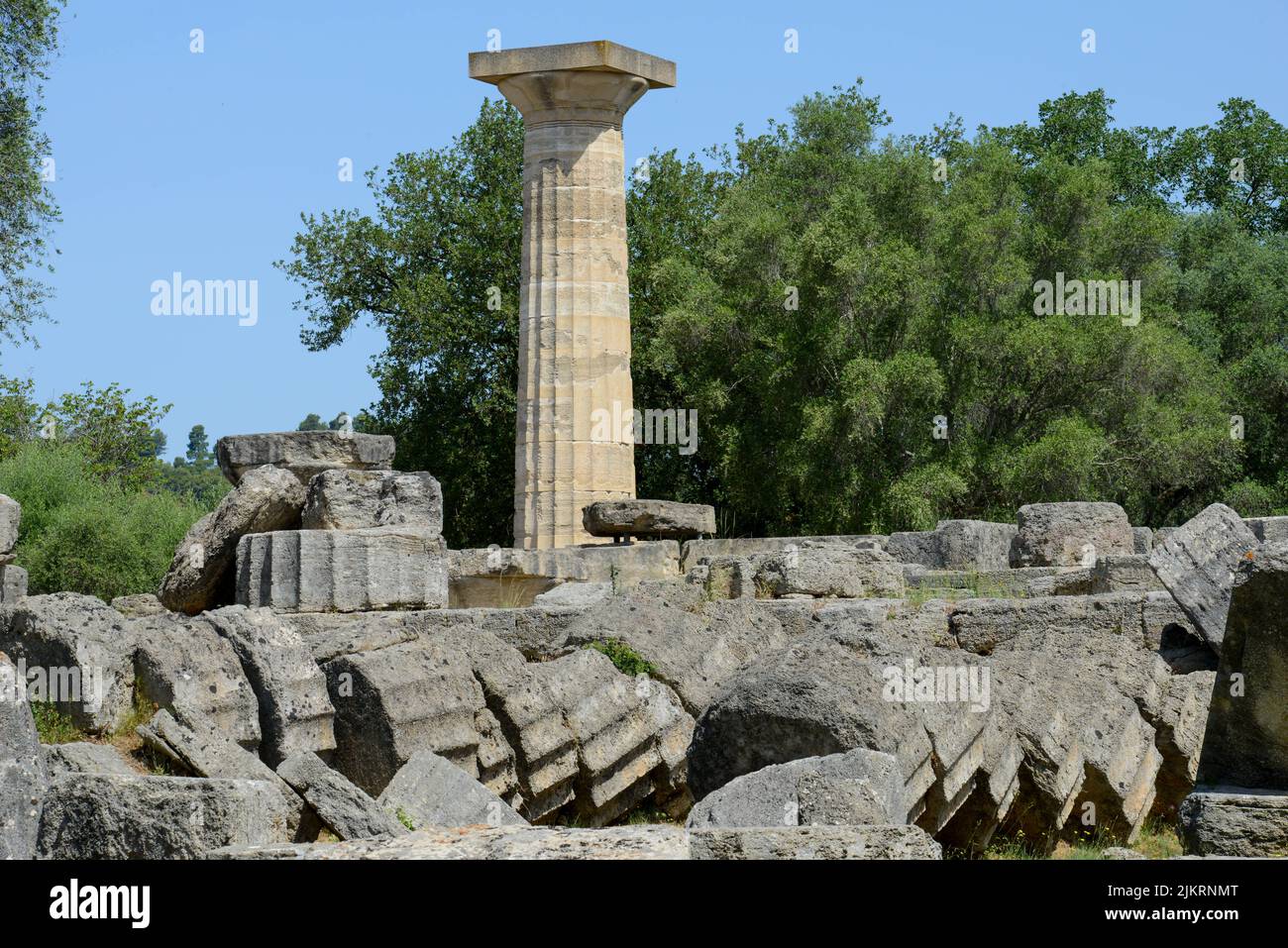 View at the archeological site of Ancient Olympia on Greece Stock Photo ...