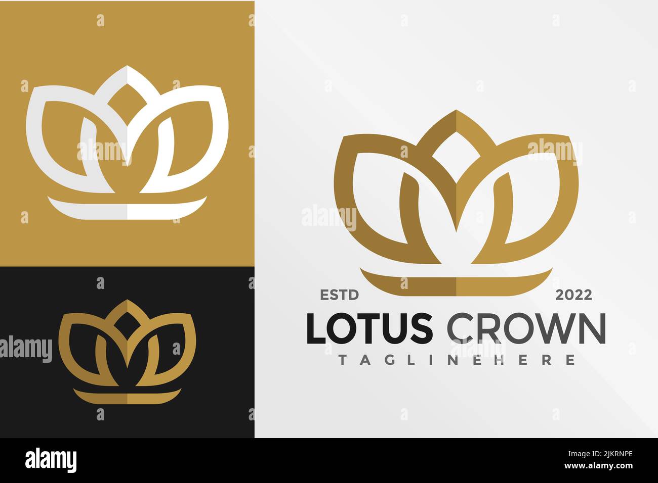 A digital illustration design of a lotus crown company logo template ...