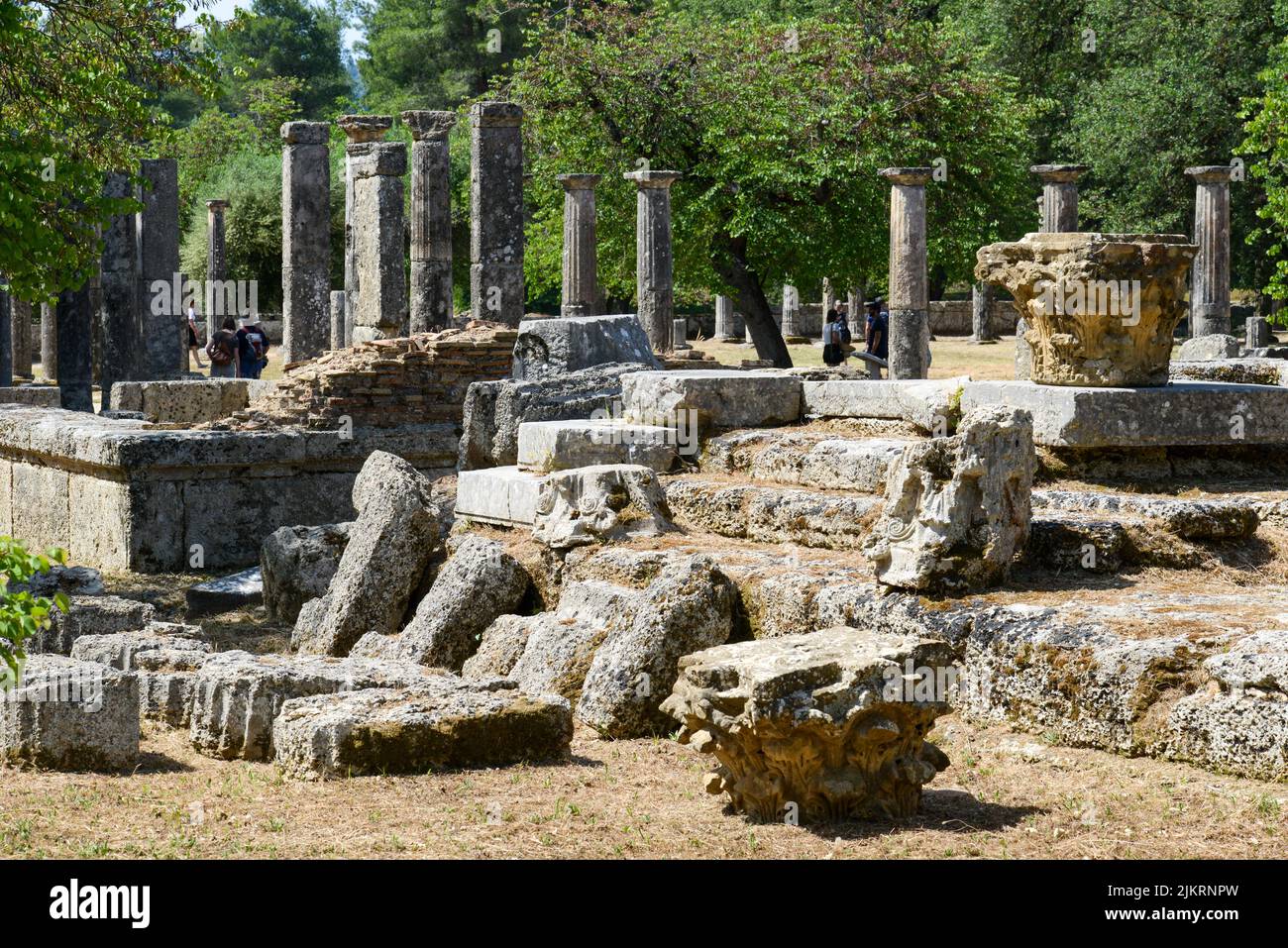 View at the archeological site of Ancient Olympia on Greece Stock Photo ...