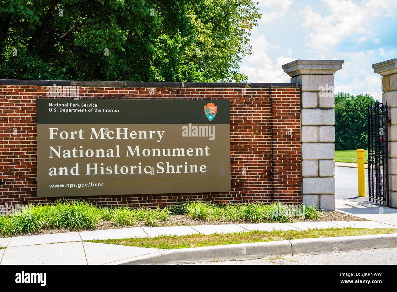 Baltimore, MD, USA – August 2, 2022: The entrance gate sign of Fort ...