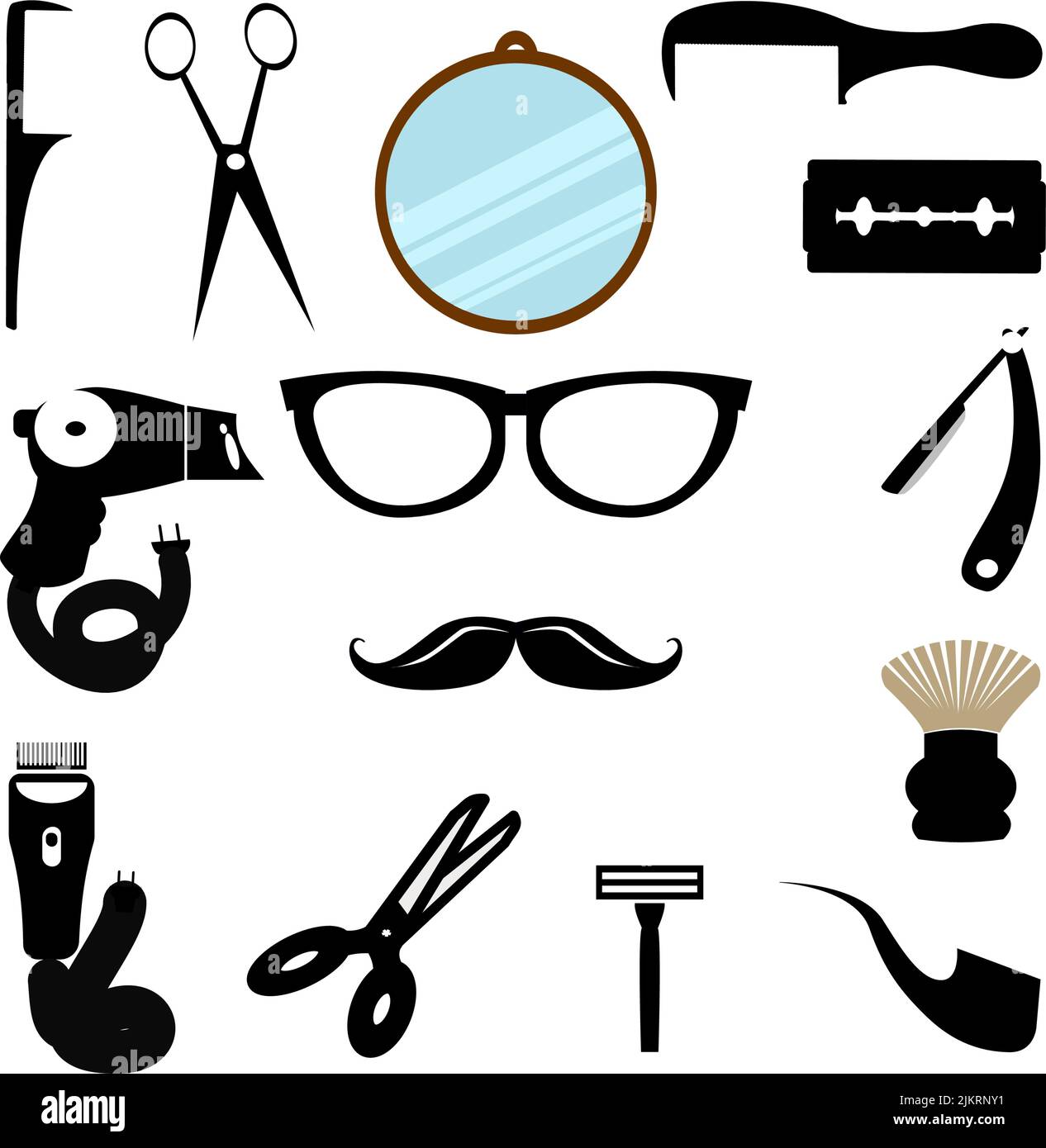 A barbershop icon set, tools for barber shop, shaving accessories ...
