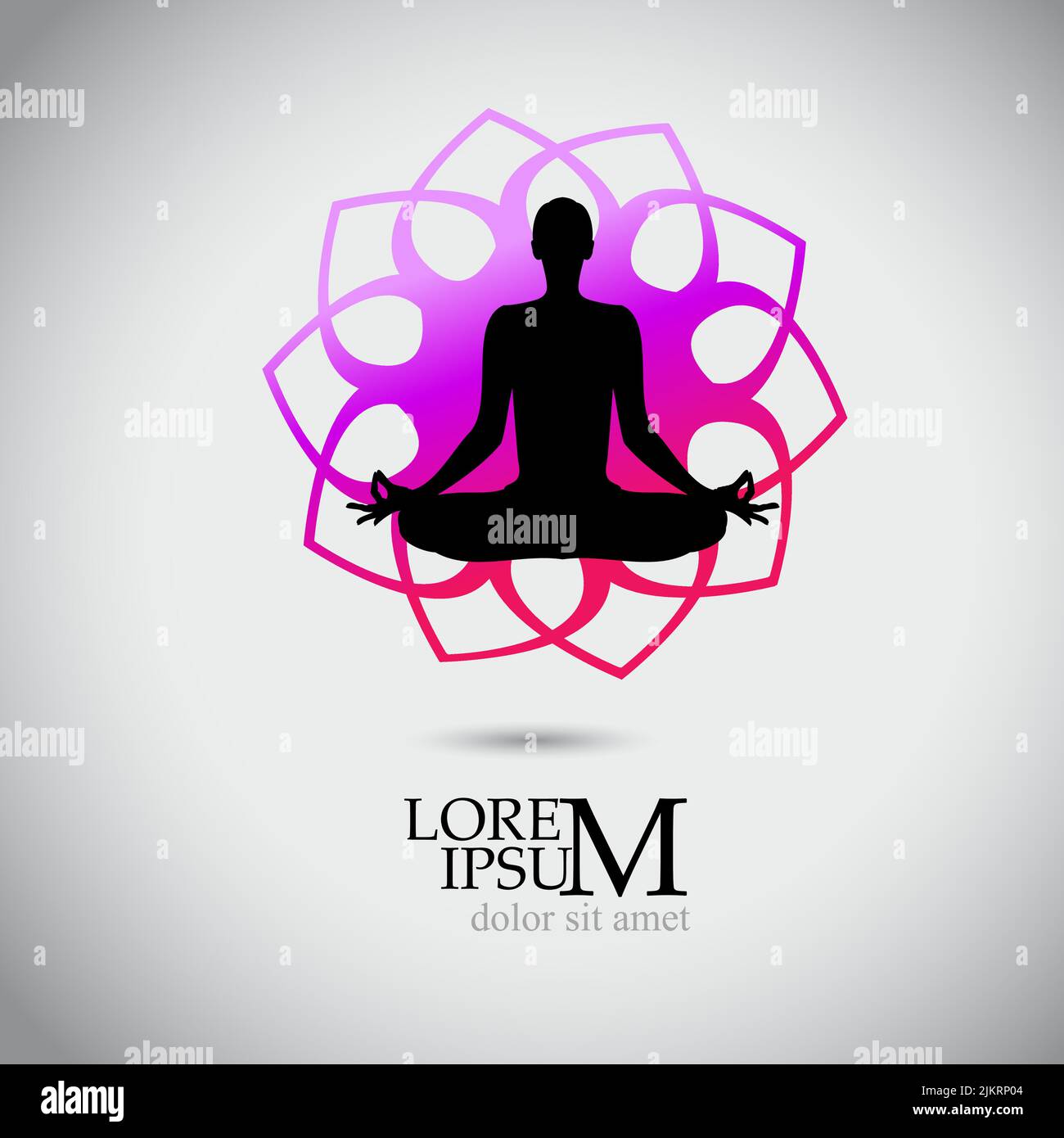 Yoga logo. Lotus position. Vector illustration. Human silhouette with ...