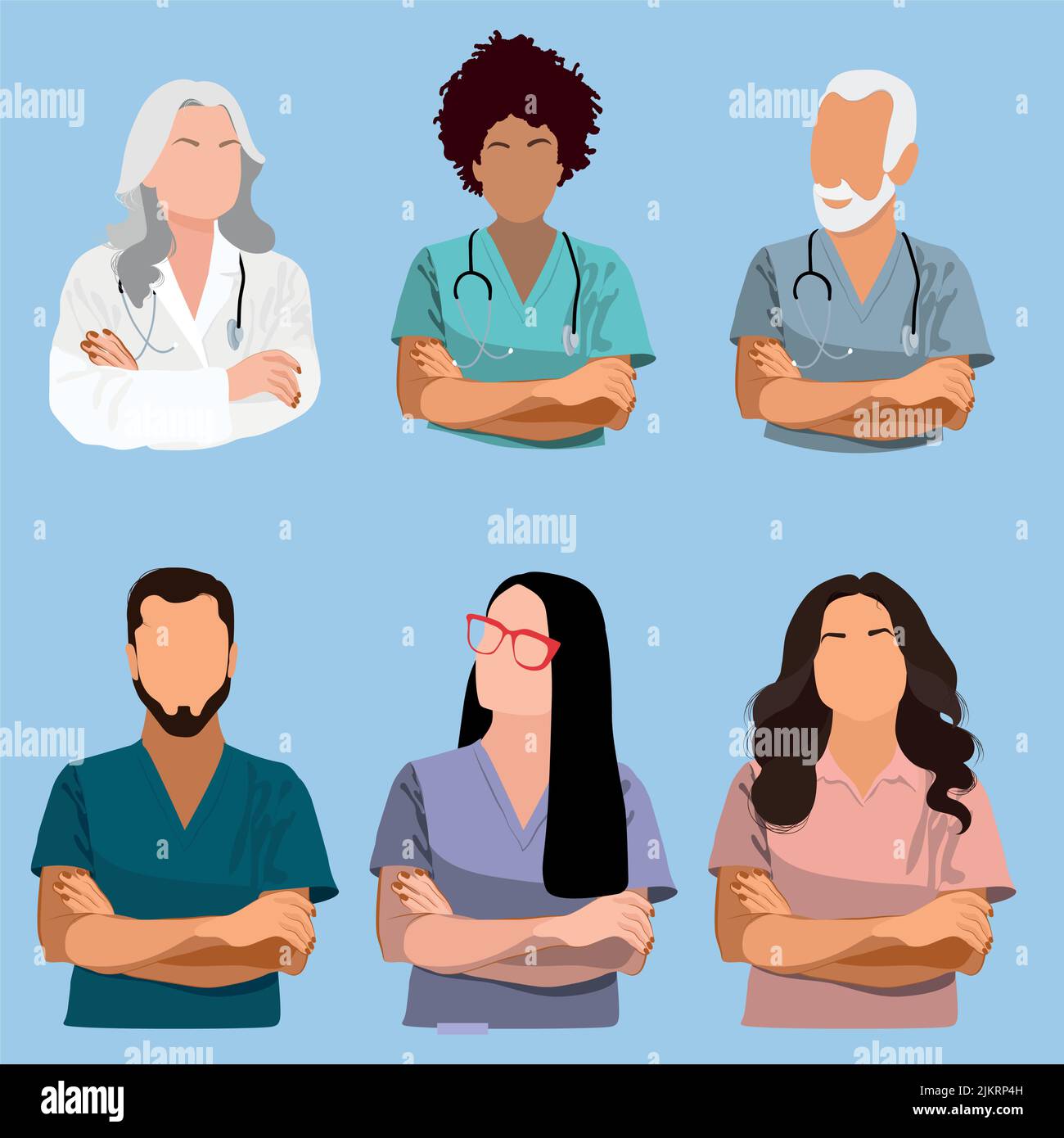 Medical personnel team, character of doctors and nurses wearing a ...