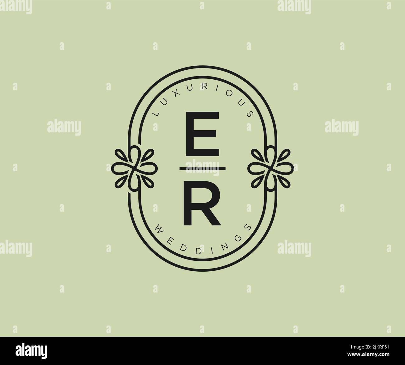 ER Initials letter Wedding monogram logos template, hand drawn modern ...