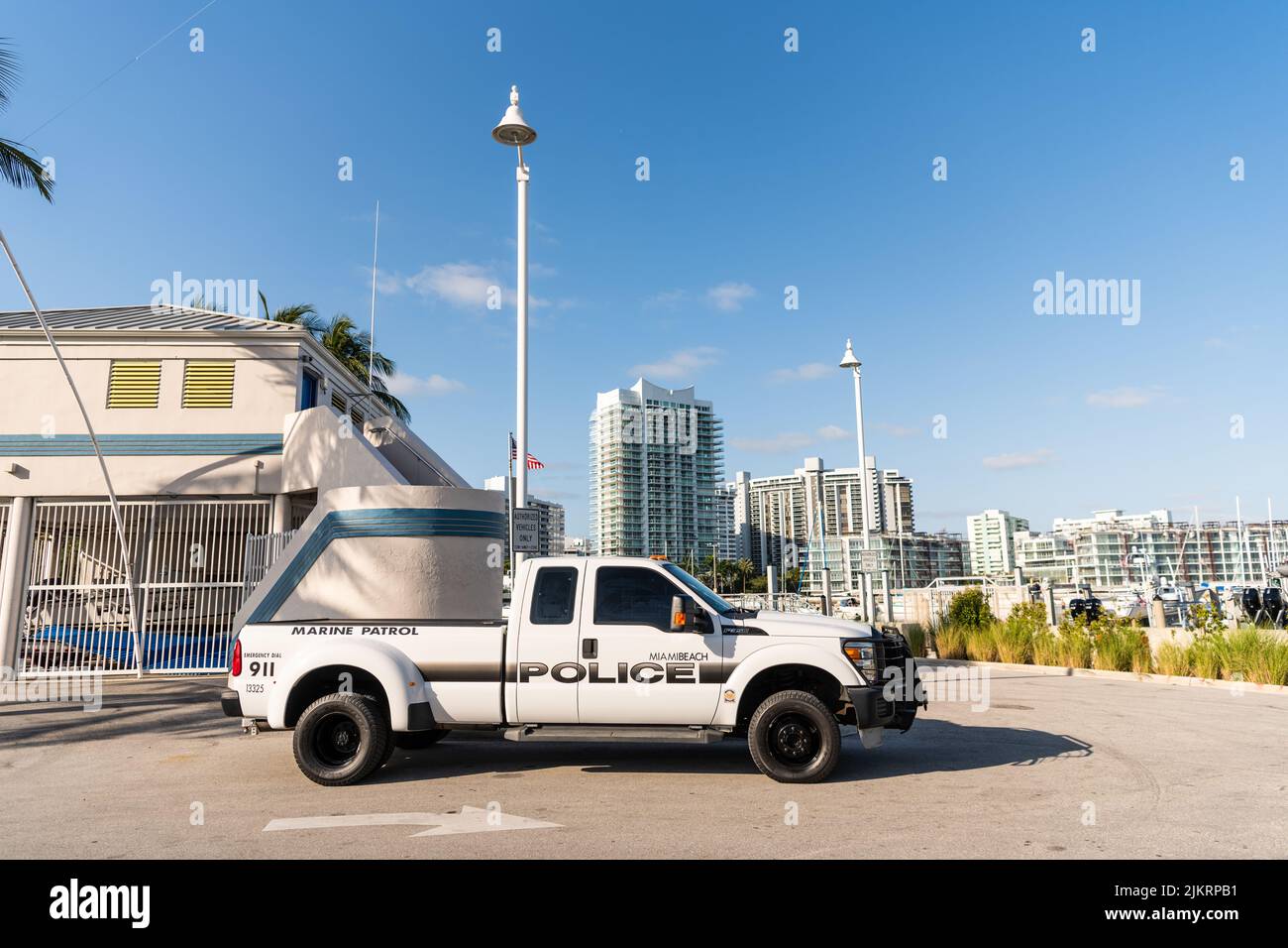Miami Beach, Florida USA - April 15, 2021: white ford f350 miami beach ...