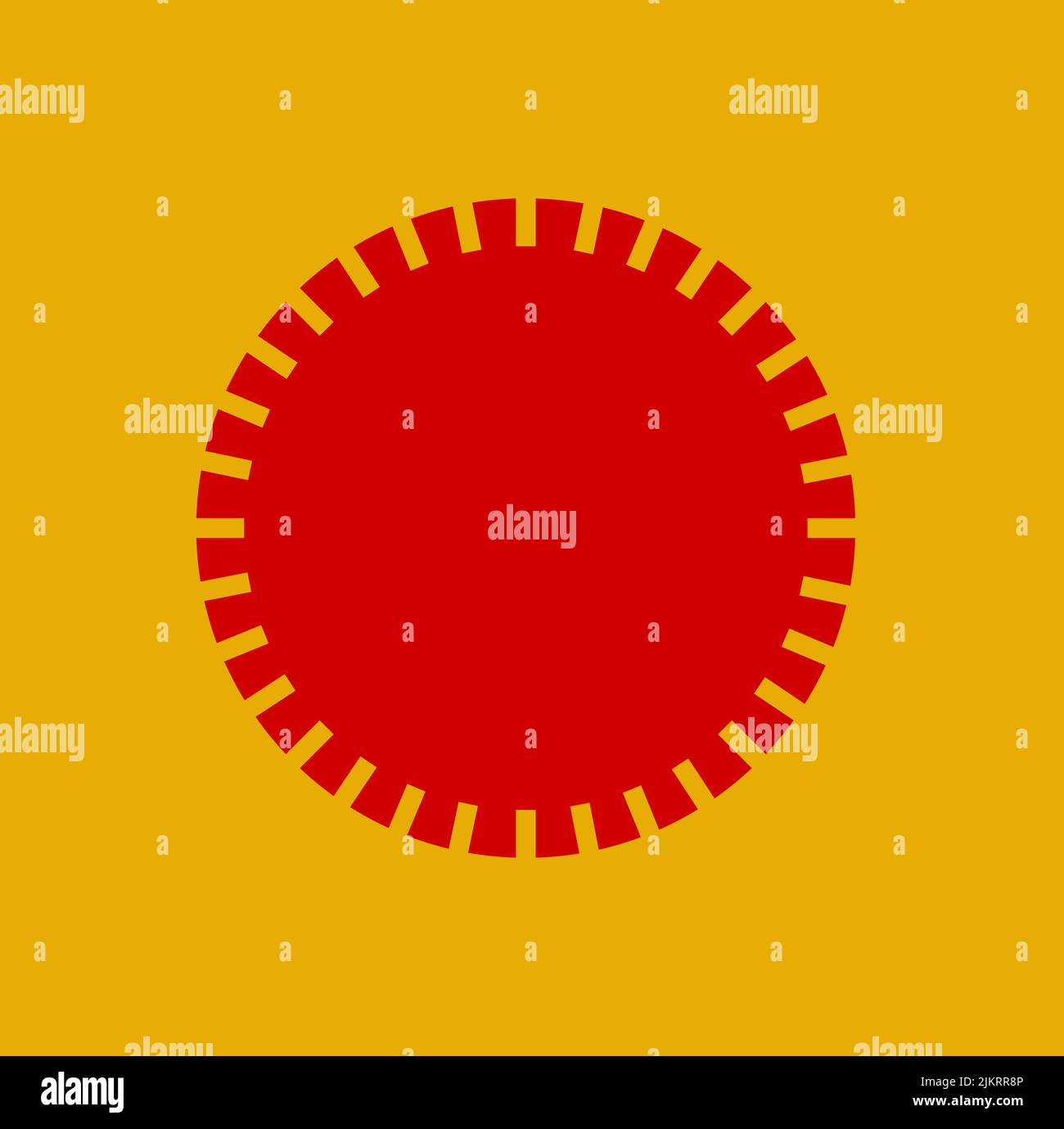 an Industrial red wheel design icon isolated in orange color background ...