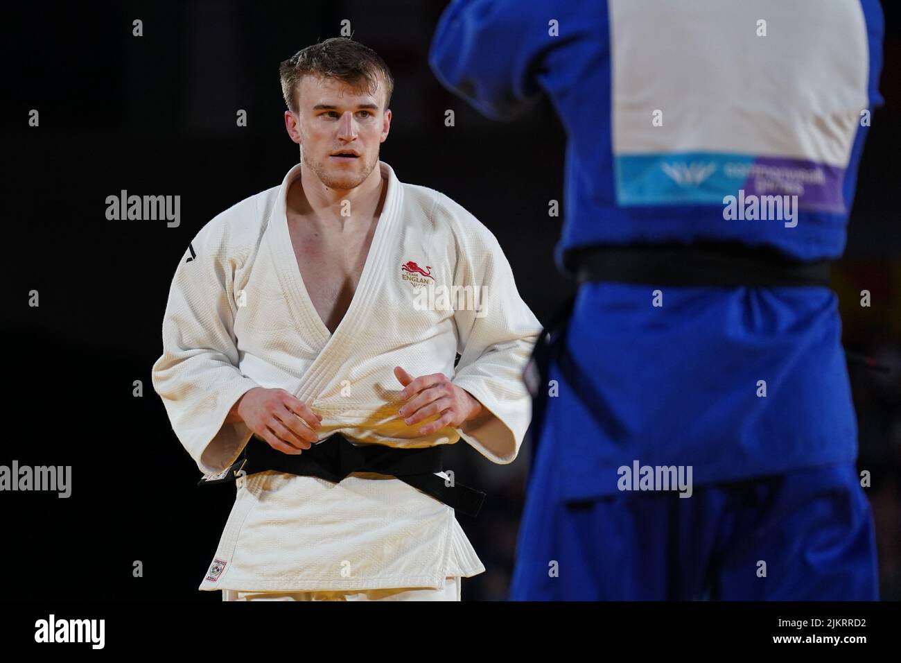 England's Rhys Thompson in the Men's -100kg elimination Round of 16 ...